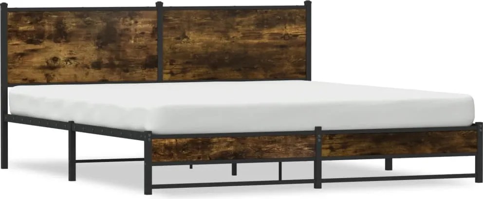 Kovový rám postele bez matrace kouřový dub 180 x 200 cm 3301381