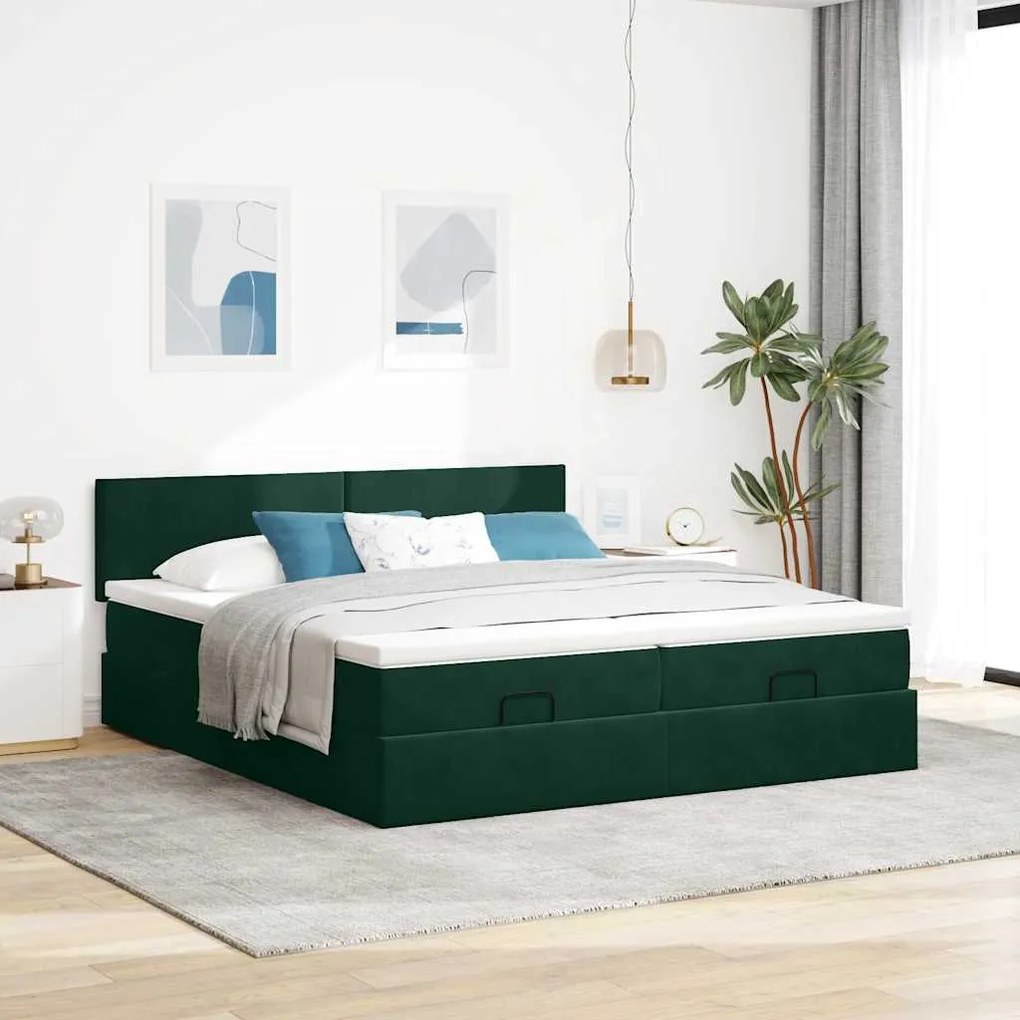 Osmanský rám postele s matracíes tmavě šedá 160x200cm samet 3312053