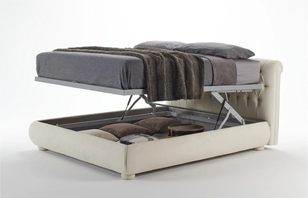 Pregio Italia sofa&relax Kožená postel 160x200 cm VERO Vzorník kůží: Vera Pelle 051 krémová
