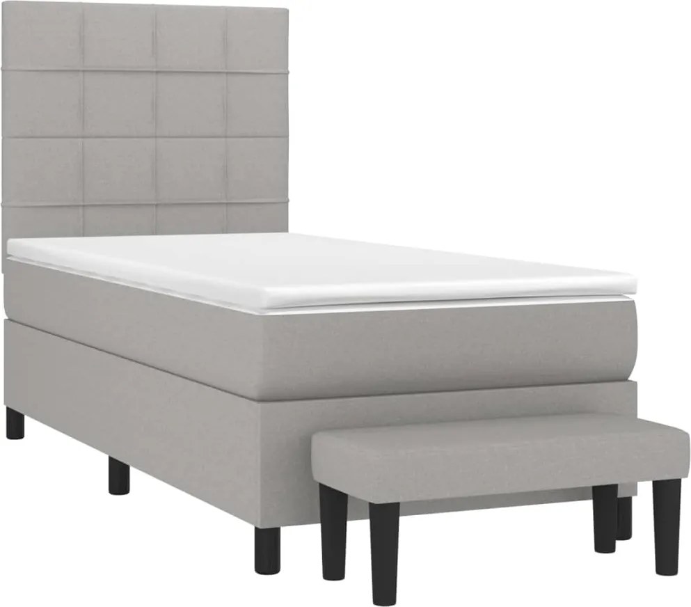Box spring postel s matrací světle šedá 80 x 200 cm textil 3136549