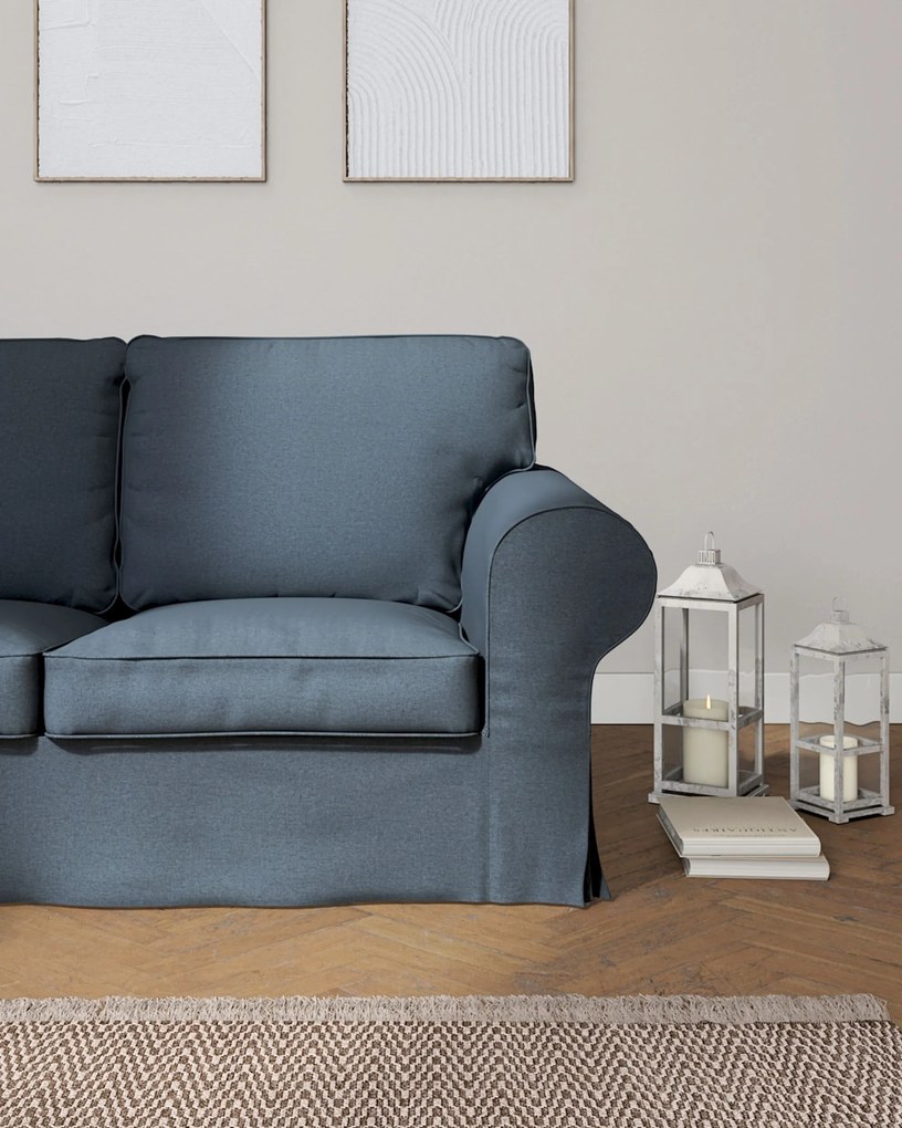 Potah na pohovku IKEA Ektorp 2-místná rozkládací NOVÝ MODEL 2012 barva modrá látka pletený vzor