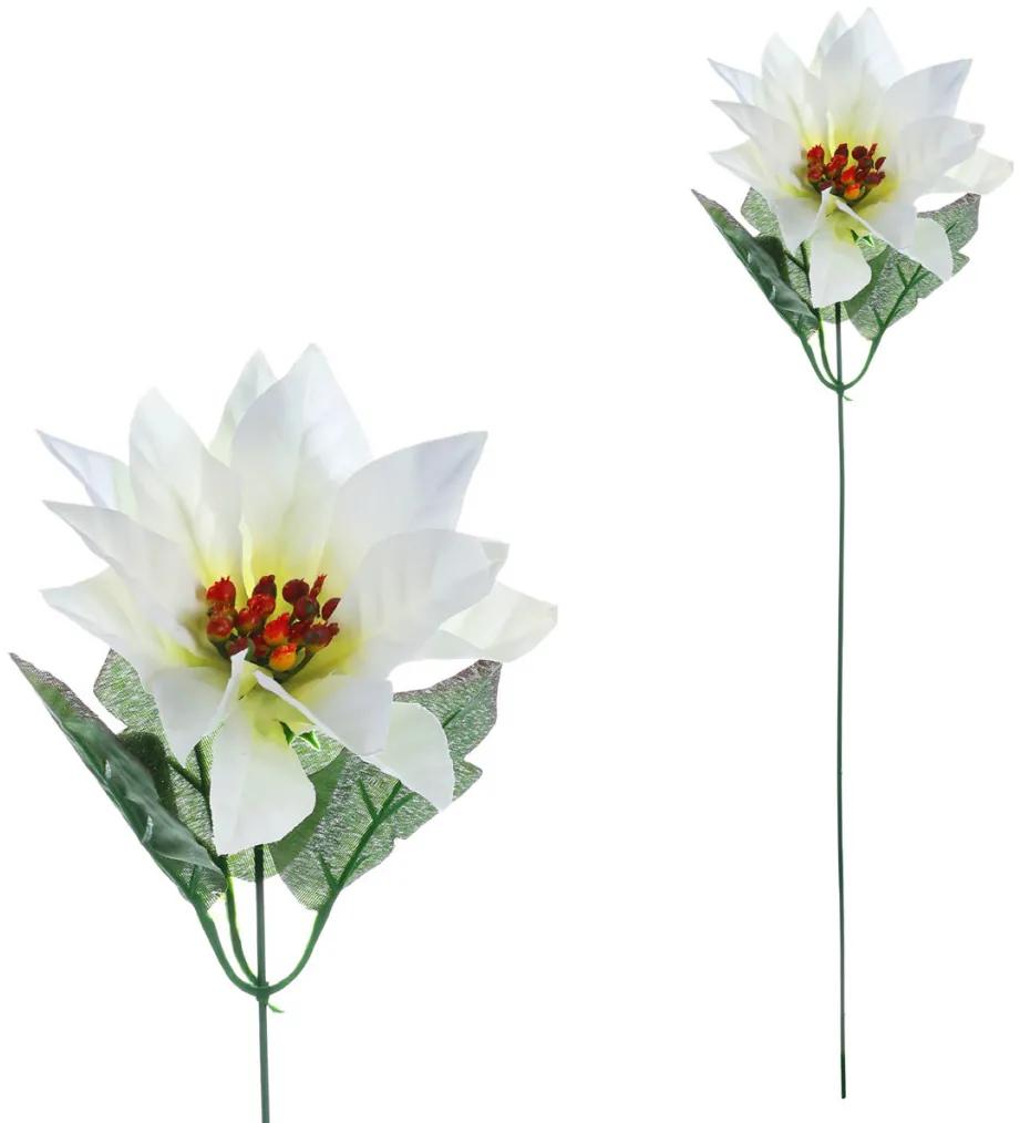 Květina umělá. Poinsécie, vánoční růže , barva bílá - jednohlavá UK-0026, sada 10 ks