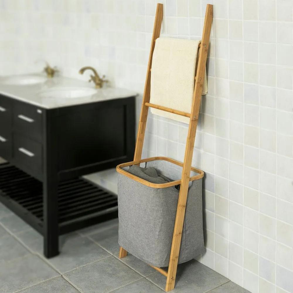 Sobuy FRG263-N Volně stojící držák na ručník, žebřík na ručníky, police do koupelny 44x138x28cm