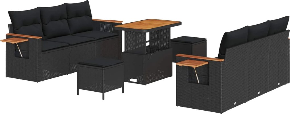 Sada zahradních pohovek 11 ks 8-Počet míst Černá polyratan 3365079