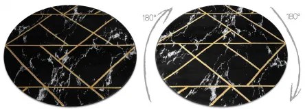 Dywany Luszczow Kusový koberec kulatý EMERALD EXCLUSIVE 2000 mramor, geometrický černý / zlato Rozměr koberce: 120 cm KRUH