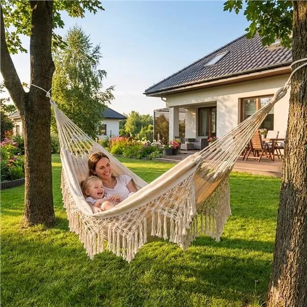 Závěsná houpací síť Boho Baby Mix béžová