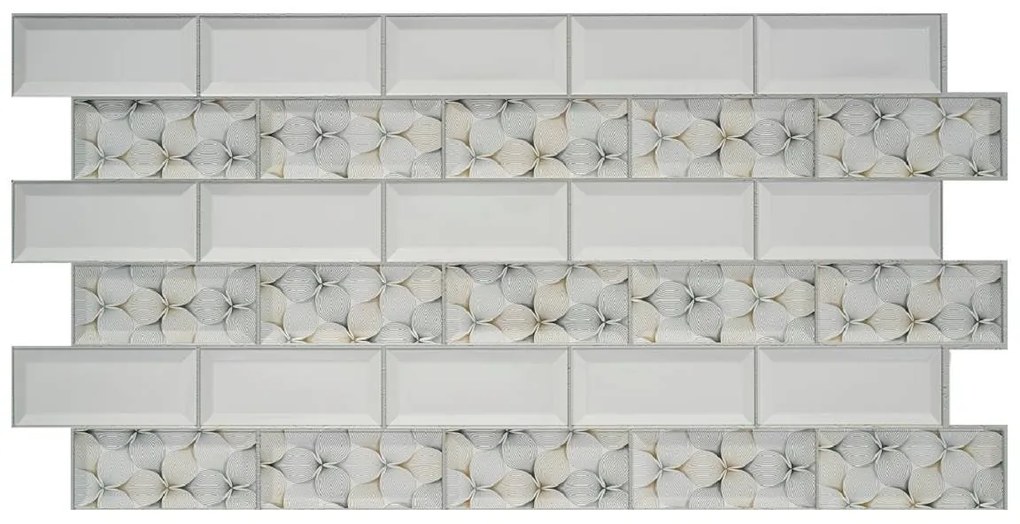 Wall Art Decor, PVC obkladové 3D panely Kachlička přesazená s květy