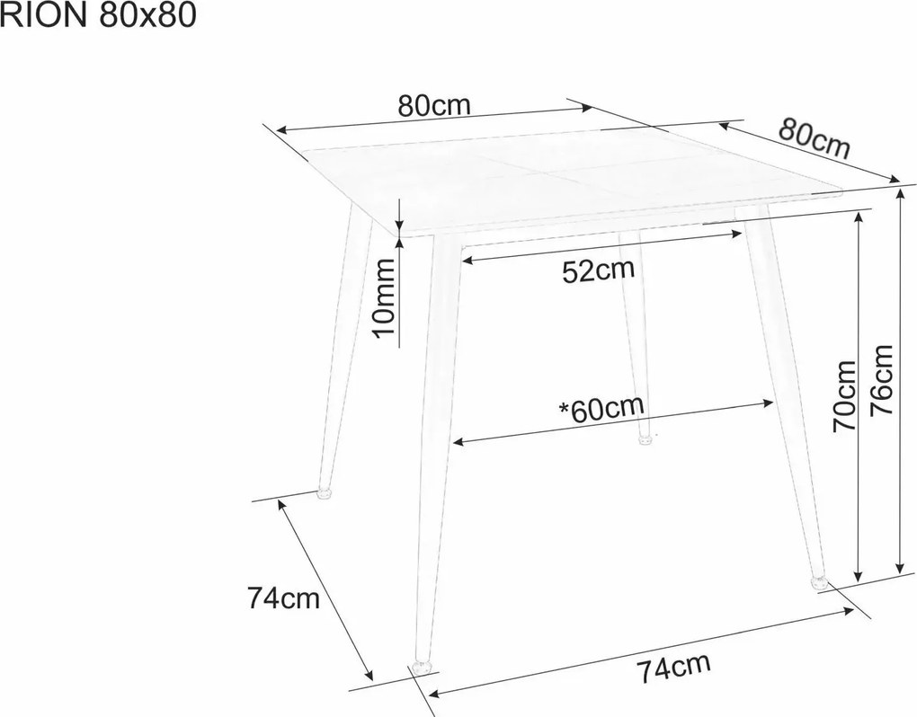 Jídelní stůl Rion 80 cm keramika bílý mramor/černý