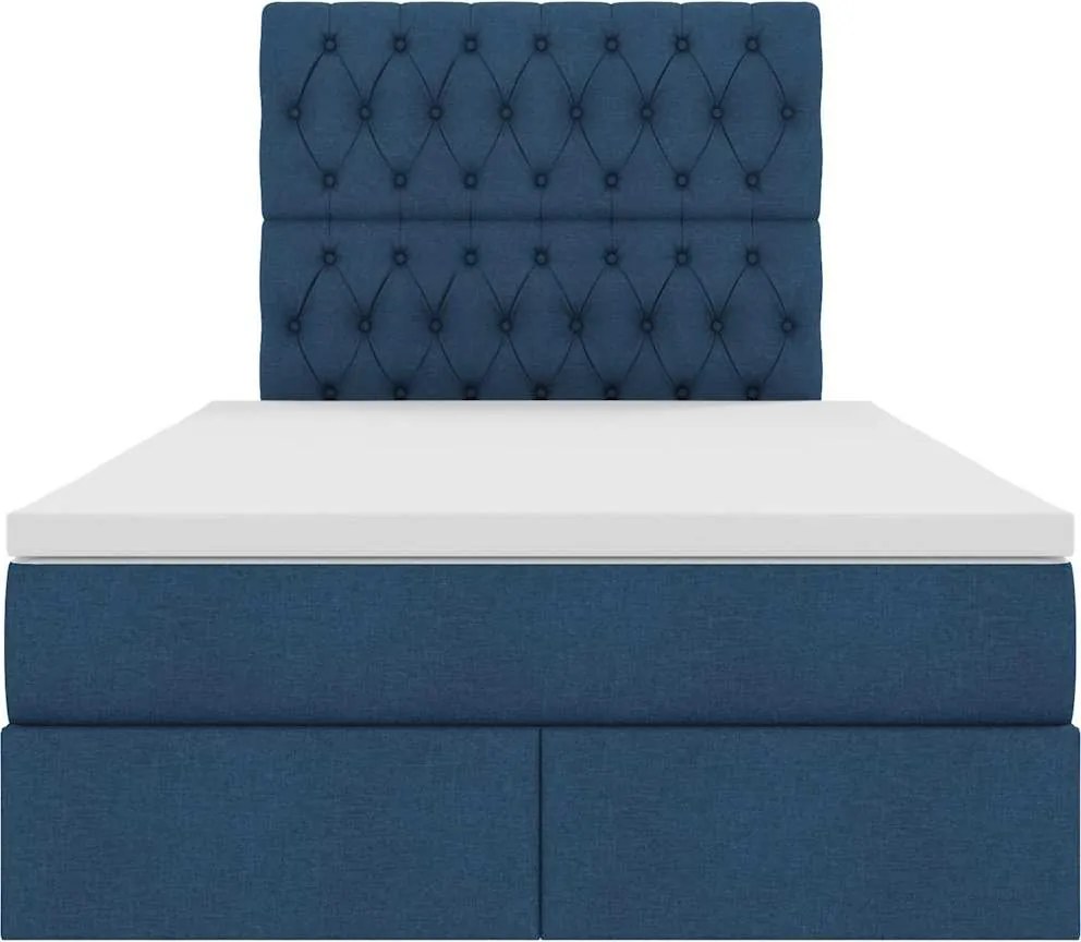 Postel s úložným prostorem a matrací Modrá 120 x 200 cm textil 3371840