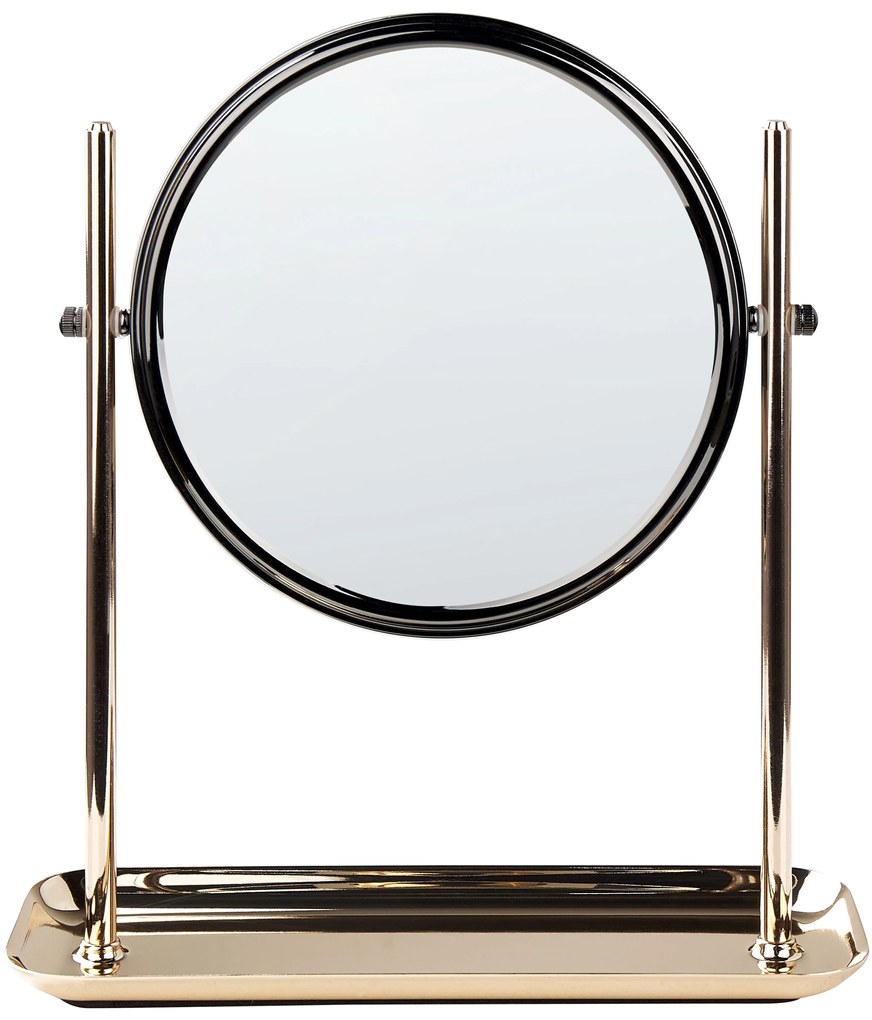 Kosmetické zrcadlo ø 20 cm zlaté/černé FINISTERE Beliani