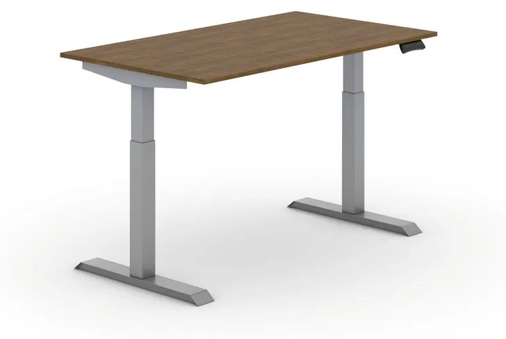 B2B Partner Výškově nastavitelný stůl PRIMO ADAPT, elektrický, 1400x800x735-1235 mm, ořech, šedá podnož