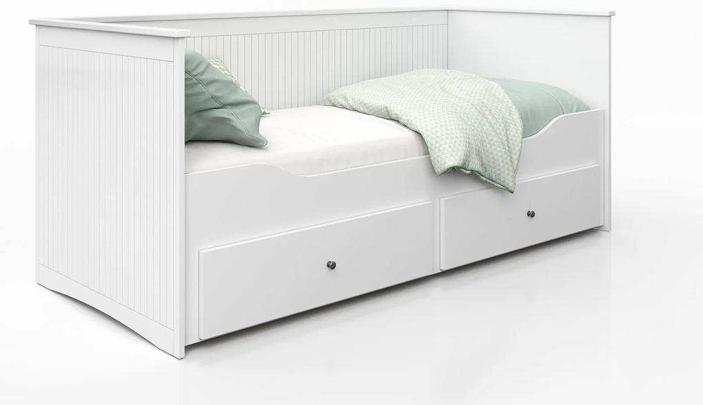 Rozkládací postel s matracemi se 2 zásuvkami 80x200 Helmes