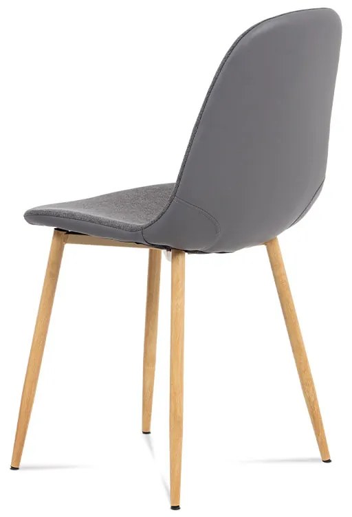Jídelní židle SUAR, šedá látka a eko-kůže/kov dub
