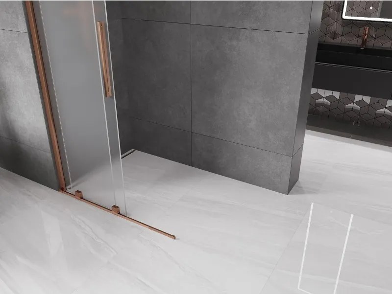 Mexen Velar zasouvací sprchová stěna Walk-in 120 x 200 cm, matná 8 mm, růžové zlato - 871-120-000-33-60