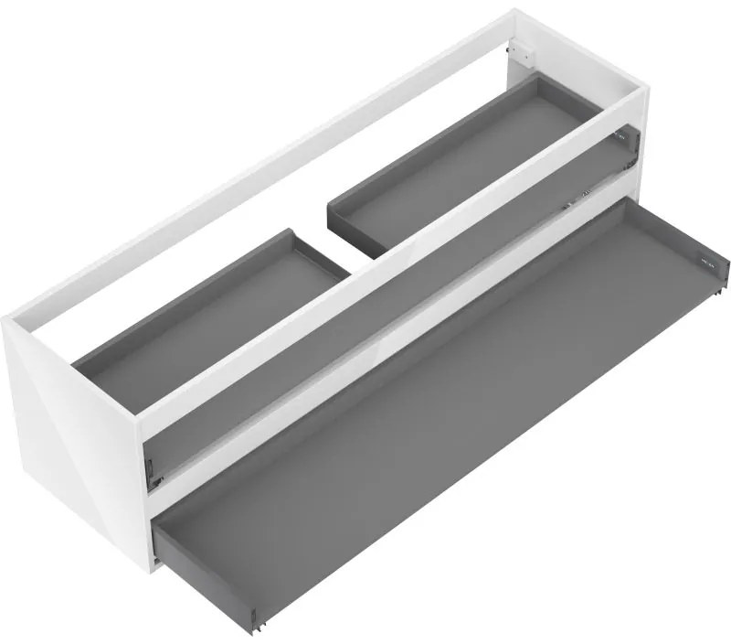 Mexen Box-A, závěsná skříňka 160 cm, 2 zásuvky, bílá lesklá, 91AX0-1600-470-2-00