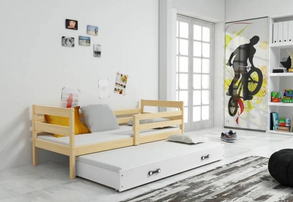 Dětská postel ERYK P2 + matrace + rošt ZDARMA, 80x190 cm, borovice, bílá