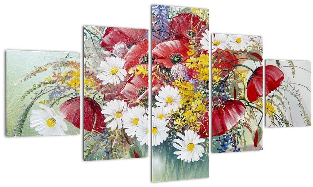 Obraz vázy s divokými květy (125x70 cm)
