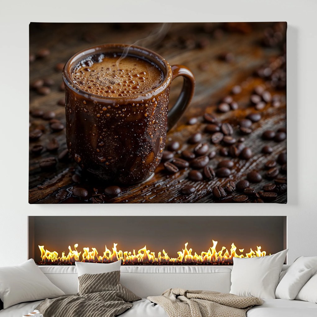 Obraz na plátně - Káva, starý mokrý hrnek FeelHappy.cz Velikost obrazu: 60 x 40 cm