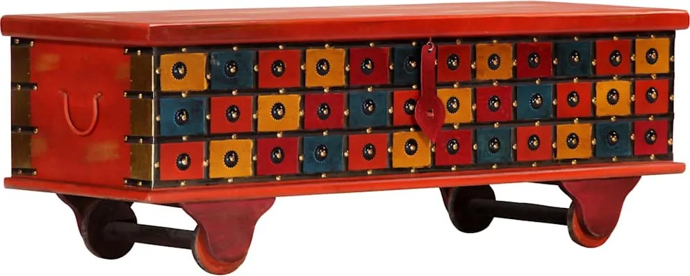 Úložný box červený 110 x 40 x 40 cm masivní akáciové dřevo 247669