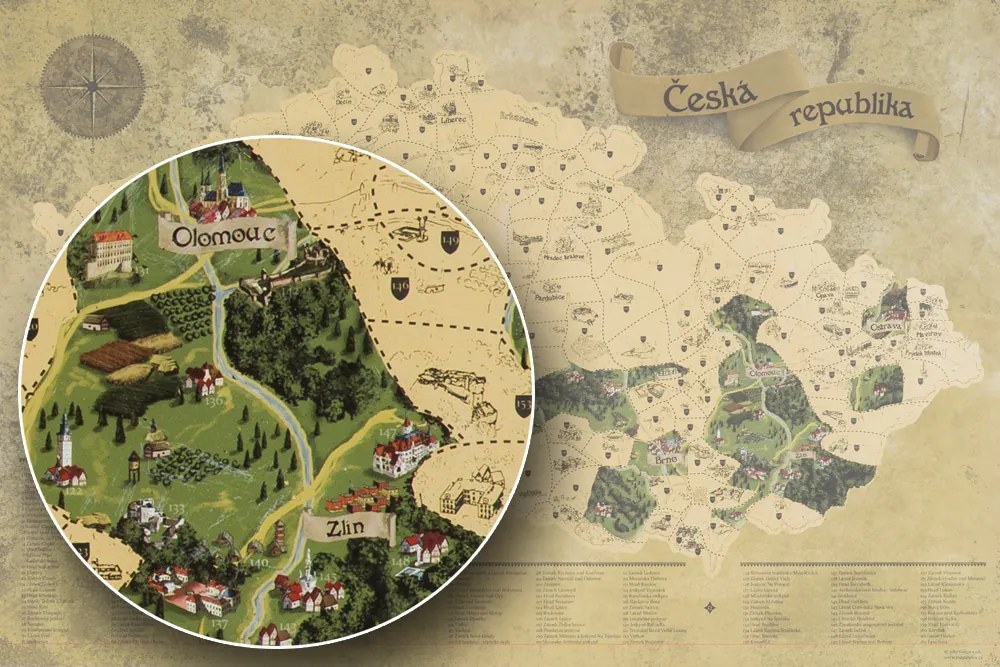Stírací turistická mapa ČR - 60x90cm