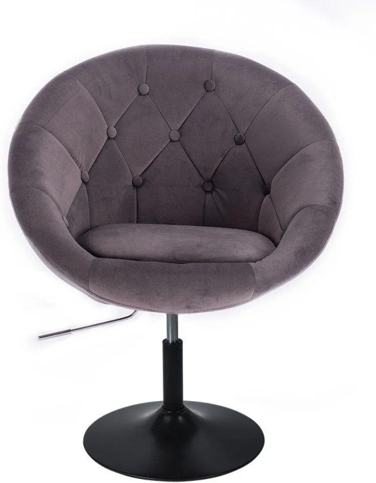 LuxuryForm DESIGN Otočné křeslo VERA VELUR na černém talíři - tmavě šedé