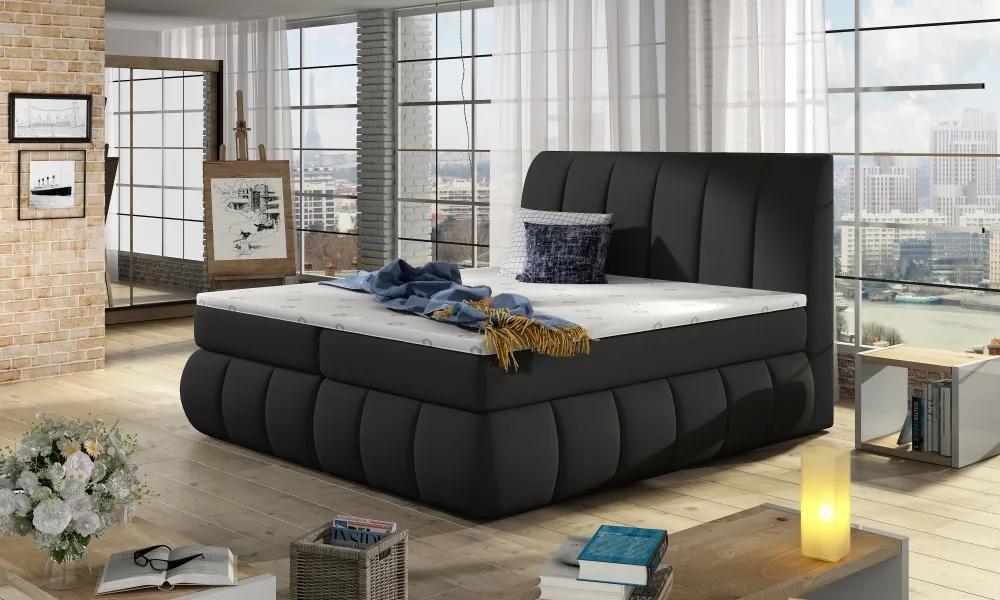 Kontinentální postel Boxspring RAVIOLI černá 180x200cm