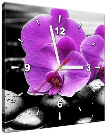 Tištěný obraz s hodinami Fialová orchidej 30x30cm ZP1379A_1AI