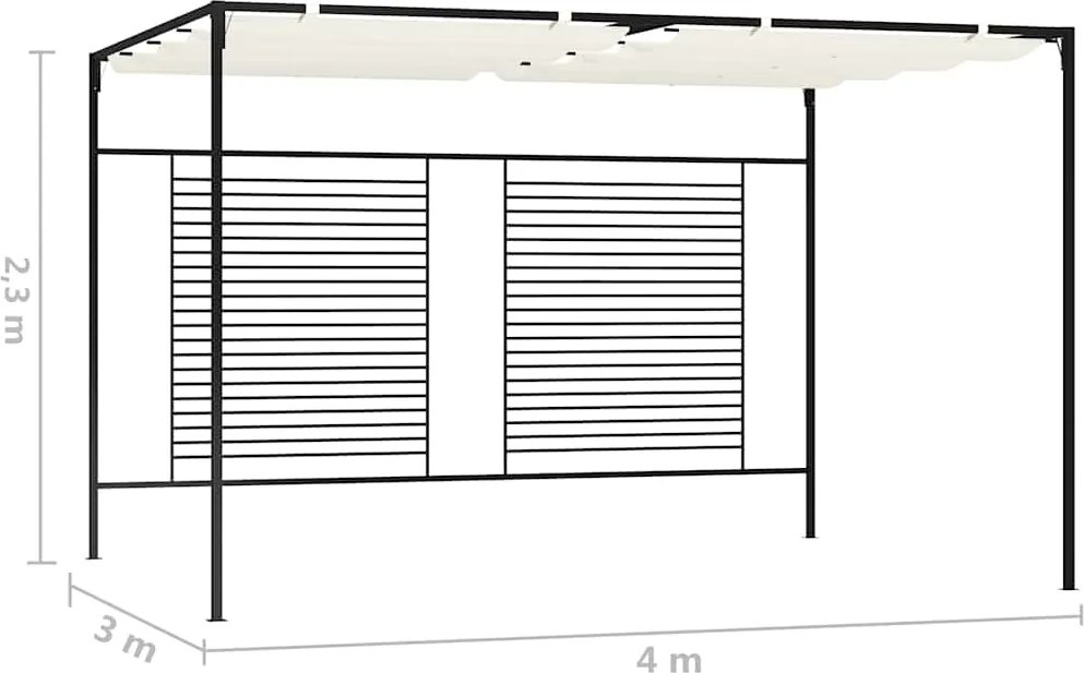 Altán se zatahovací střechou 3 x 4 x 2,3 m krémový 180 g/m² 313623