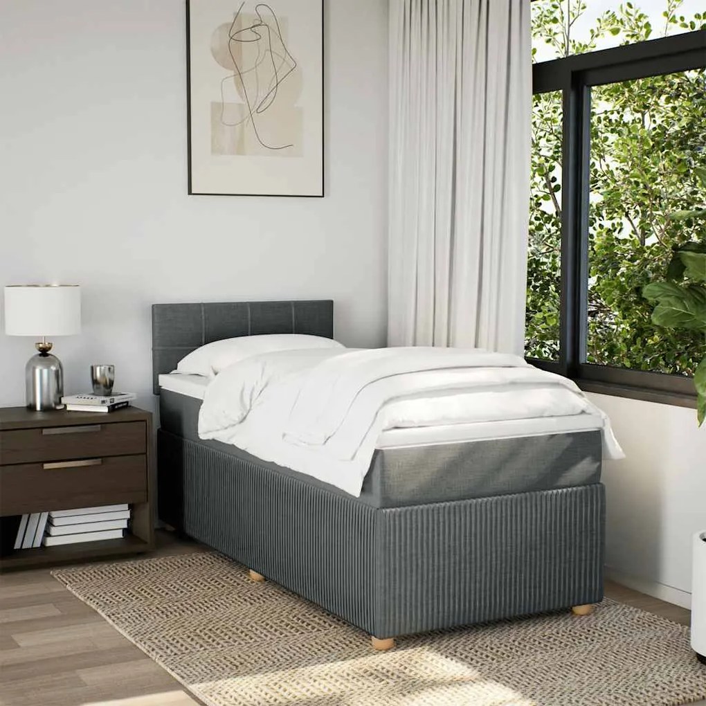 Box spring postel s matrací tmavě šedá 100 x 200 cm textil 3289668
