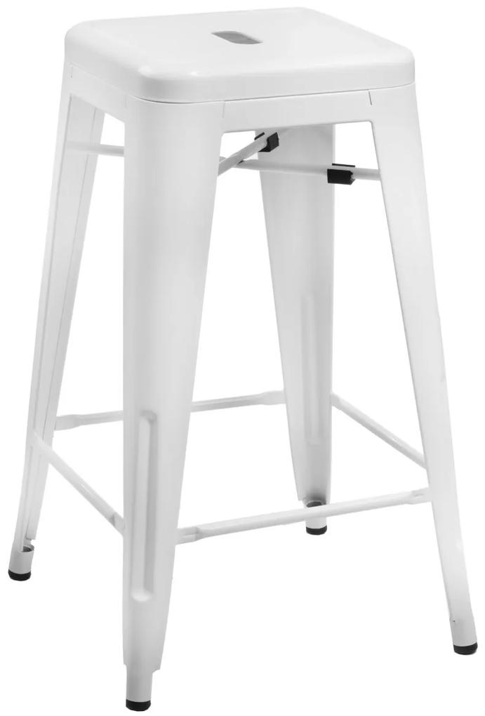 Barová židle PARIS 75cm bílá inspirovaná Tolix