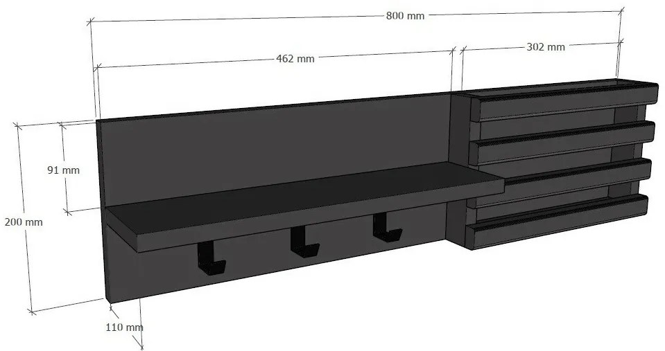 Nástěnný věšák Huso Anthracite