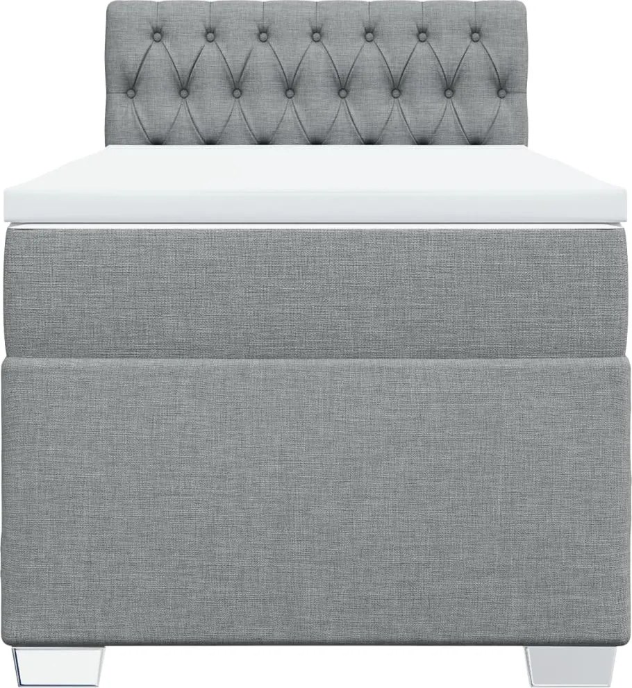 Box spring postel s matrací světle šedý 100 x 200 cm textil 3288106