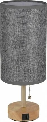 Brilagi - Stolní lampa s USB portem TABLON 1xE27/25W/230V dub/béžová/šedá