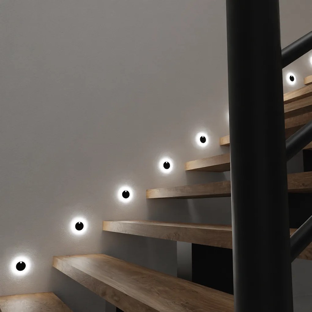 Schodišťové LED svítidlo Oti, 1x LED 0,6w, 4000k, b, pohybový senzor
