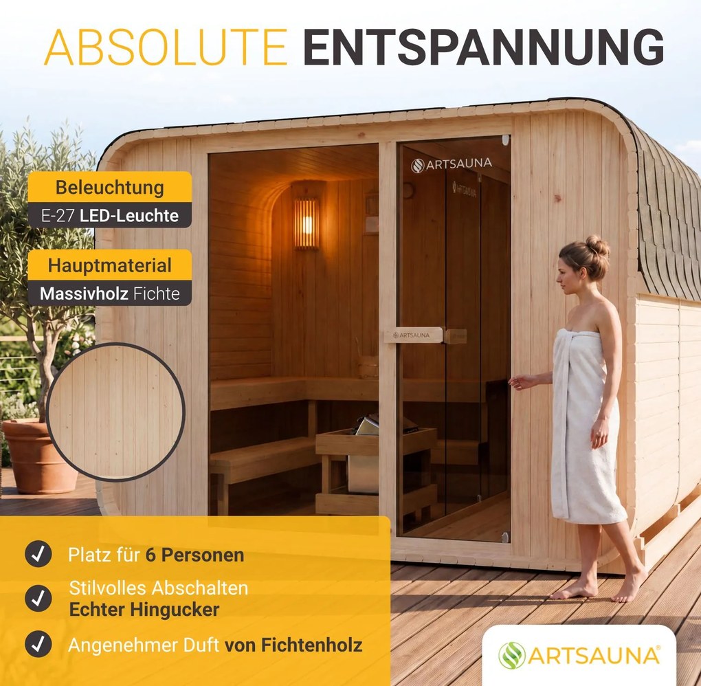 Artsauna Venkovní sauna Cube Fjora XXL s odpočívárnou