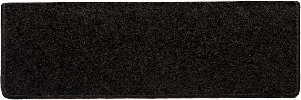 Schodové rohože 10 ks 65 x 21 x 4 cm černé s obdélníkovým okrajem 149817