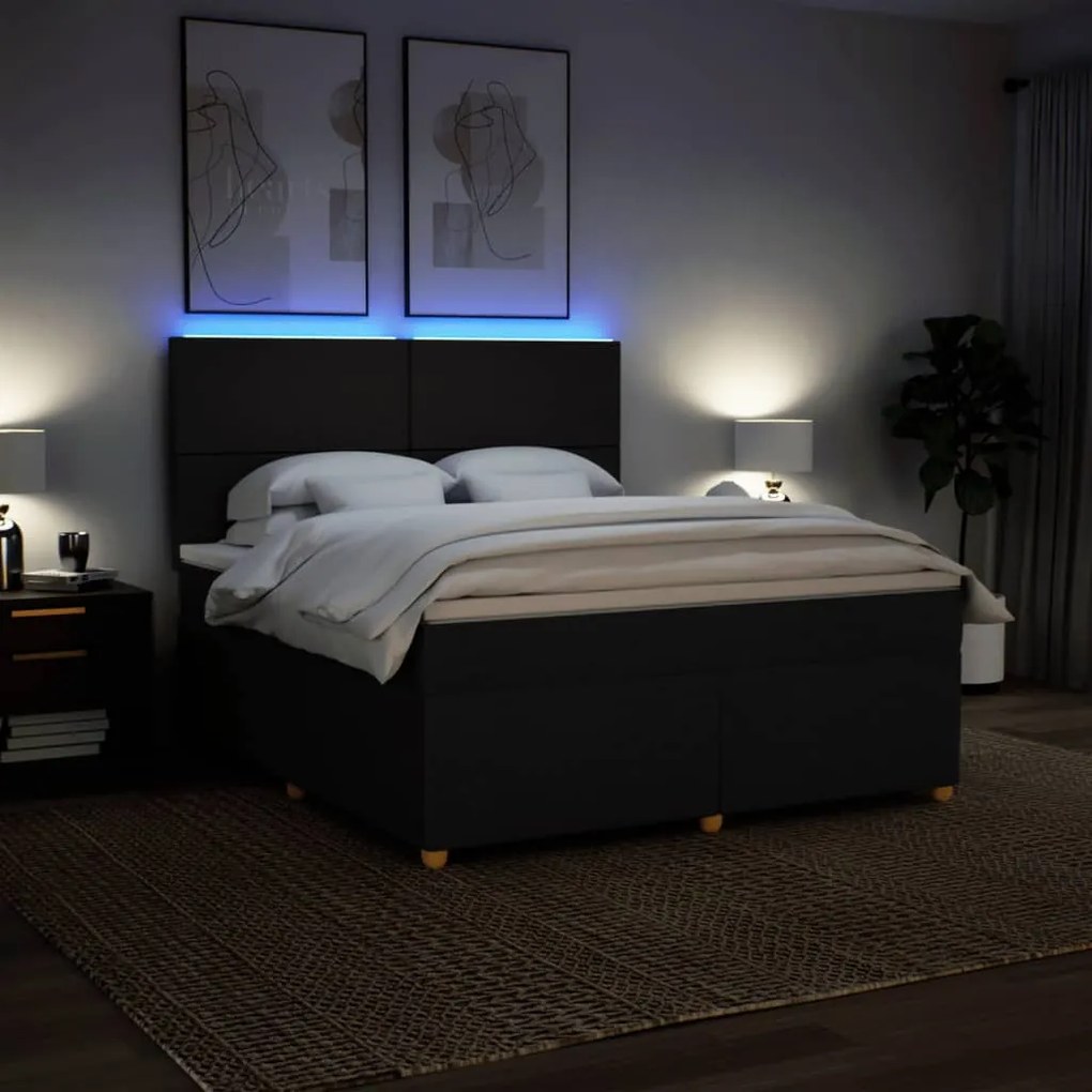 Box spring postel s matrací černá 180x200 cm textil 3293654