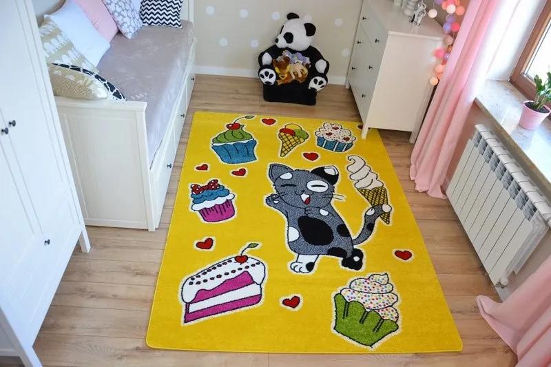 Dětský koberec Kids Ciacho žltý C415 - 140x190 cm