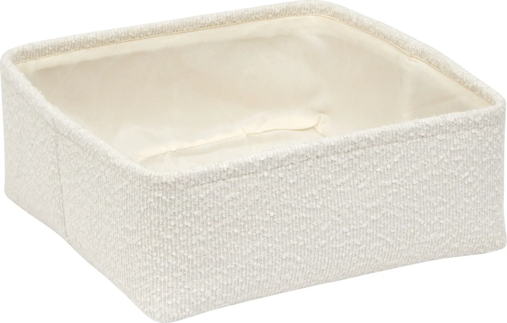 Sada 4 textilních košů BOUCLETTE, 15,5 x 15,5 x 11 cm - bílý