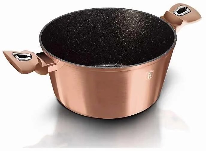 BERLINGERHAUS Kastrol s mramorovým povrchem a poklicí 30 cm Rosegold Metallic Line BH-6194