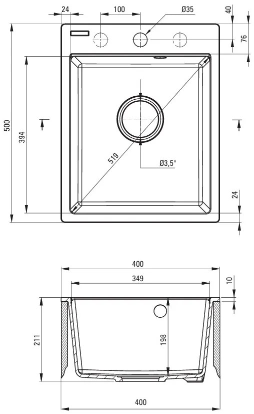 Deante Granite sink, 1-bowl