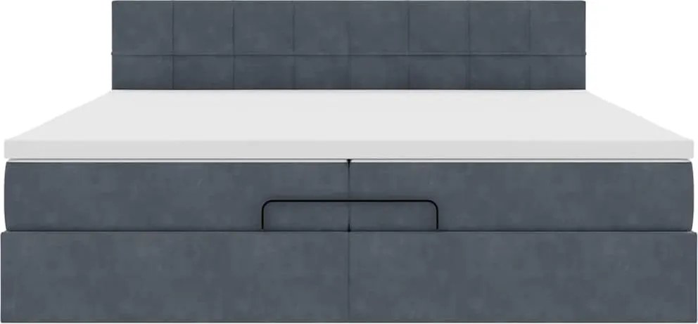 Osmanský rám postele s matrací tmavě šedý 200x200cm samet 3312645