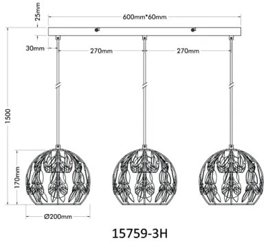 Globo 15759-3H - Lustr na lanku MIKA 3xE27/40W/230V