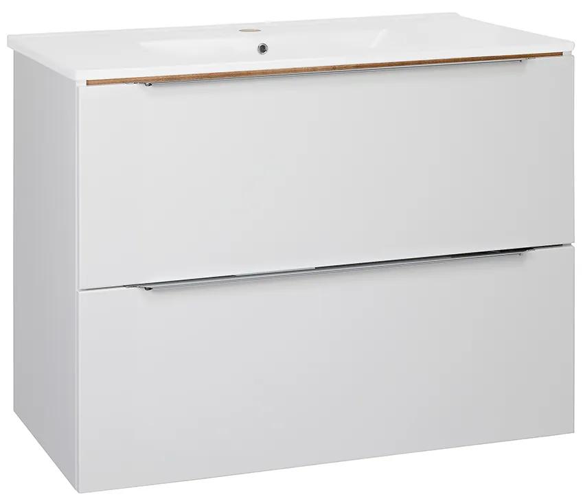 A-Interiéry Koupelnová skříňka s keramickým umyvadlem Amanda W 80, bílá