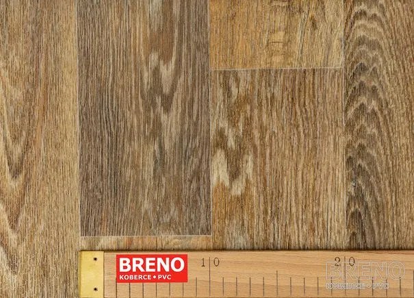 Breno PVC SUPERTEX Camargue 754 – tmavší hnědé dřevo, šíře 300 cm