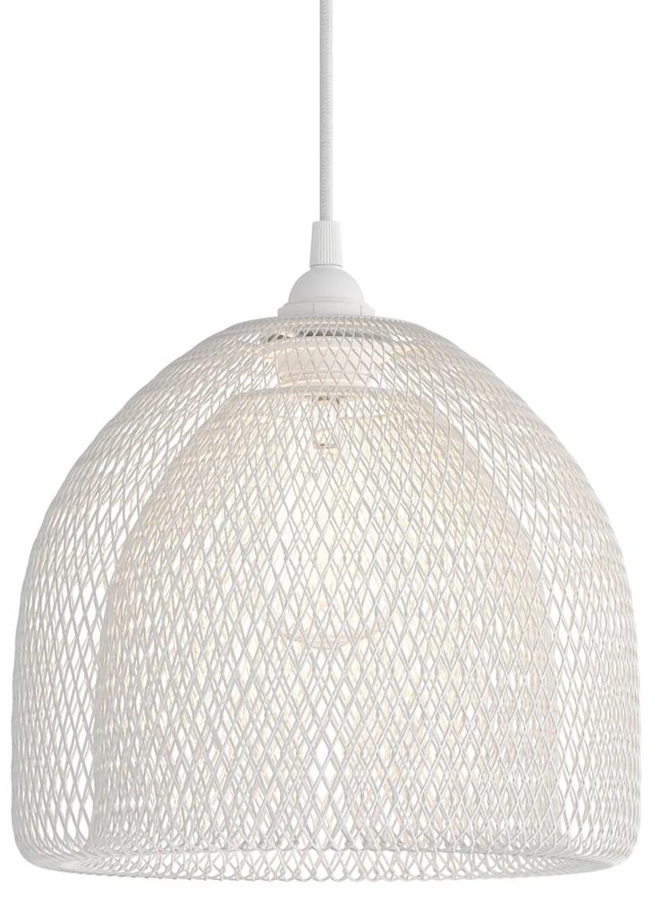 creative cables Závěsná lampa s textilním kabelem, stínidlem Ghostbell XL a kovovými detaily Barva: Bílá