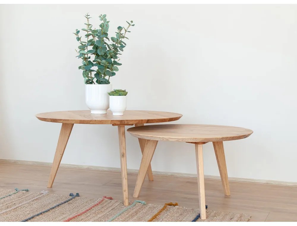 Massive home | Konferenční stolek kulatý, dub, barva přírodní dub, kolekce Orbetello, rozměr 70 cm