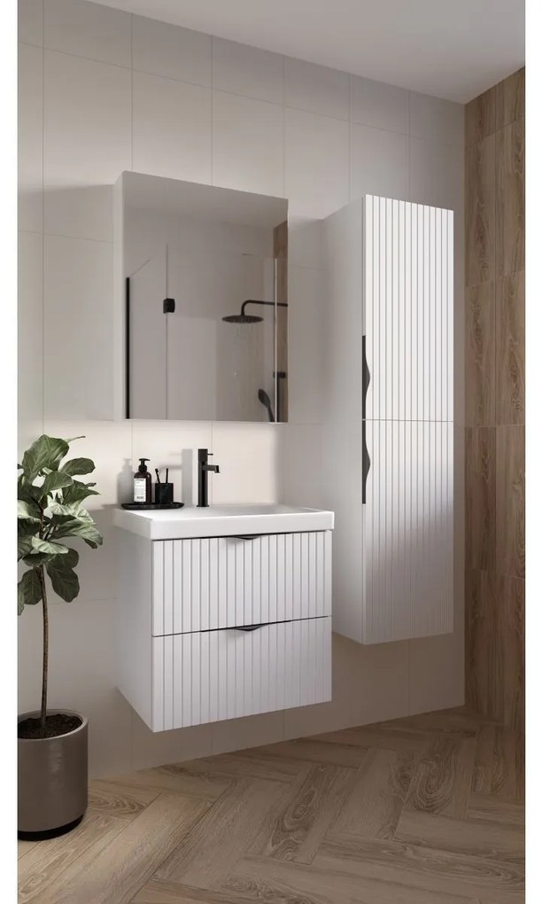 Cersanit Tirso, závěsná umyvadlová skříňka 594x447x572 mm + keramické umyvadlo, bílá matná, S801-545