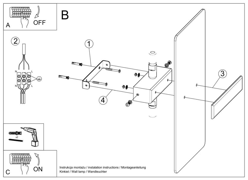 Nástěnné svítidlo Azalia, 1x mléčné skleněné stínítko,