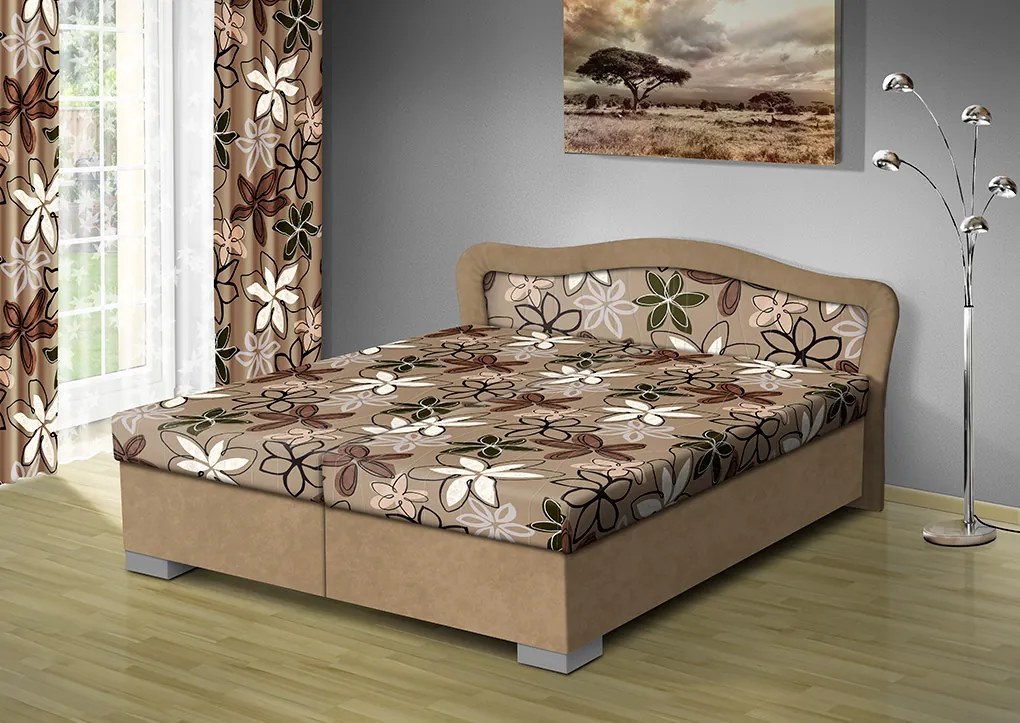 Nabytekmorava Čalouněná postel s úložným prostorem SÁRA 180 typ roštu: POLOHOVACÍ, barva čalounění: BÉŽOVÁ/Mega 17 hnědá
